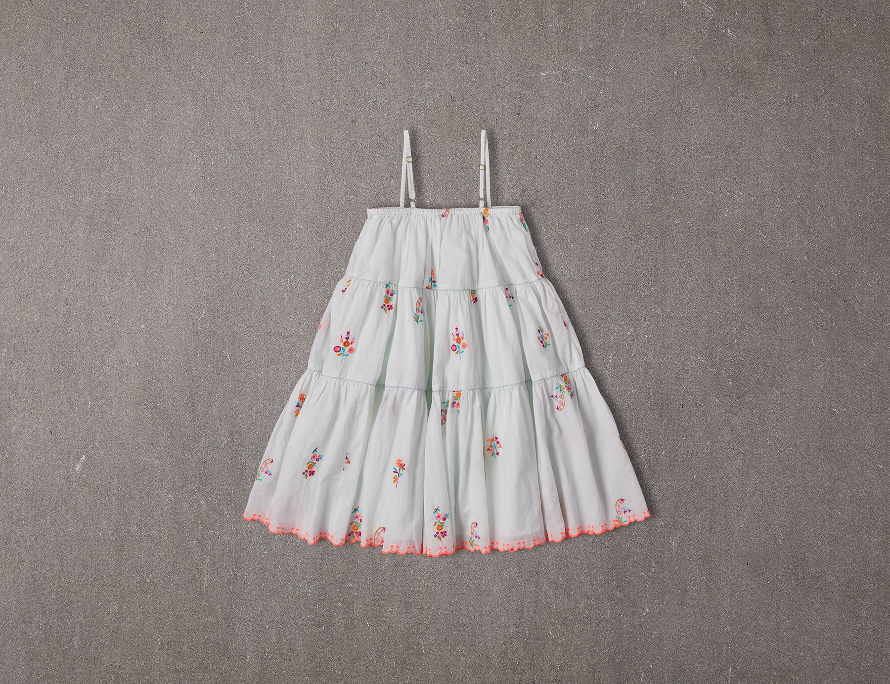 Adeline Dress | Tiered mint birthday dress with floral embroidery ...